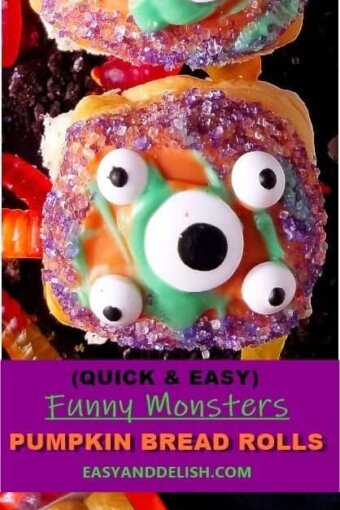 Funny Monsters Pumpkin Bread Rolls - Easy and Delish