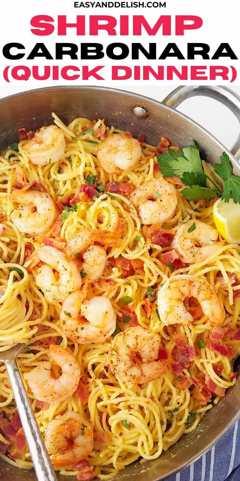 Shrimp Carbonara (Creamy and Delish) - Easy and Delish